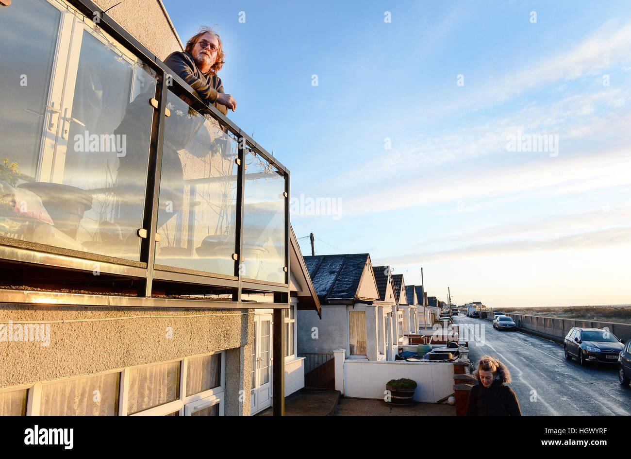 Phil Squire looks out from his balcony on Brooklands Road in Jaywick ...