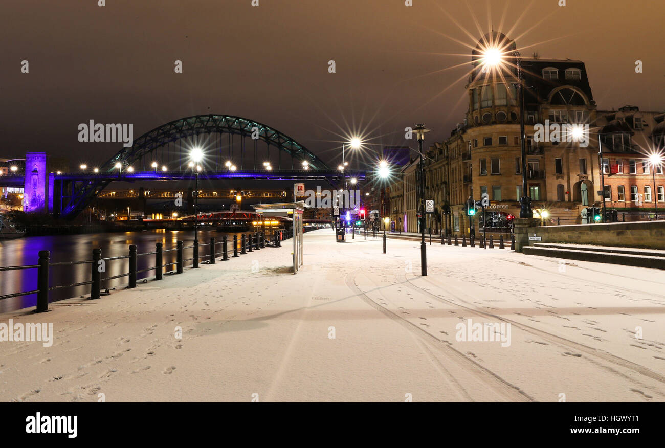 The Tyne Bridge in Newcastle after some overnight snow, as Scotland and ...