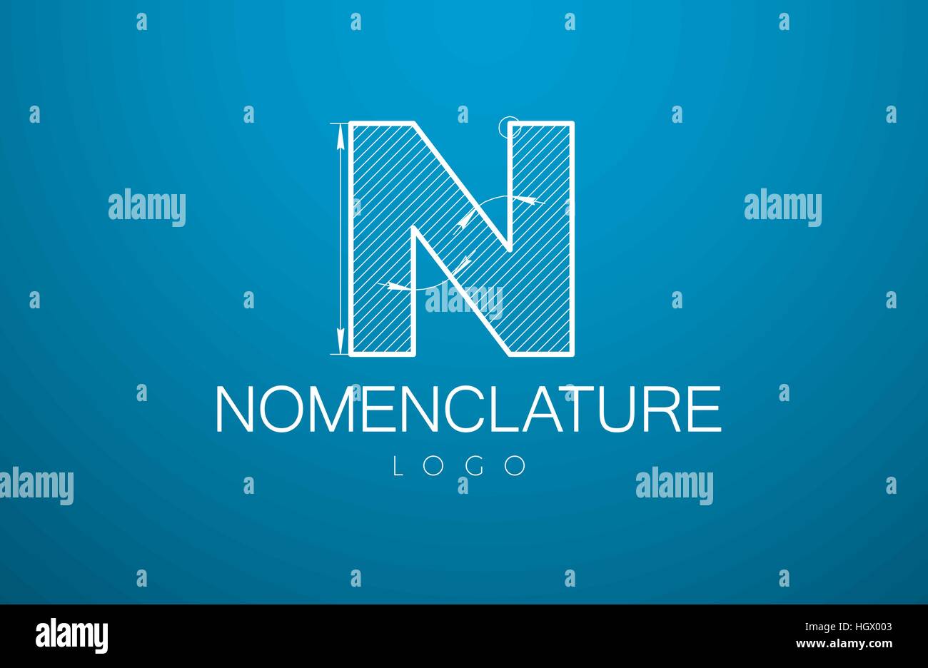 logo template letter N in the style of a technical drawing. sign design ...