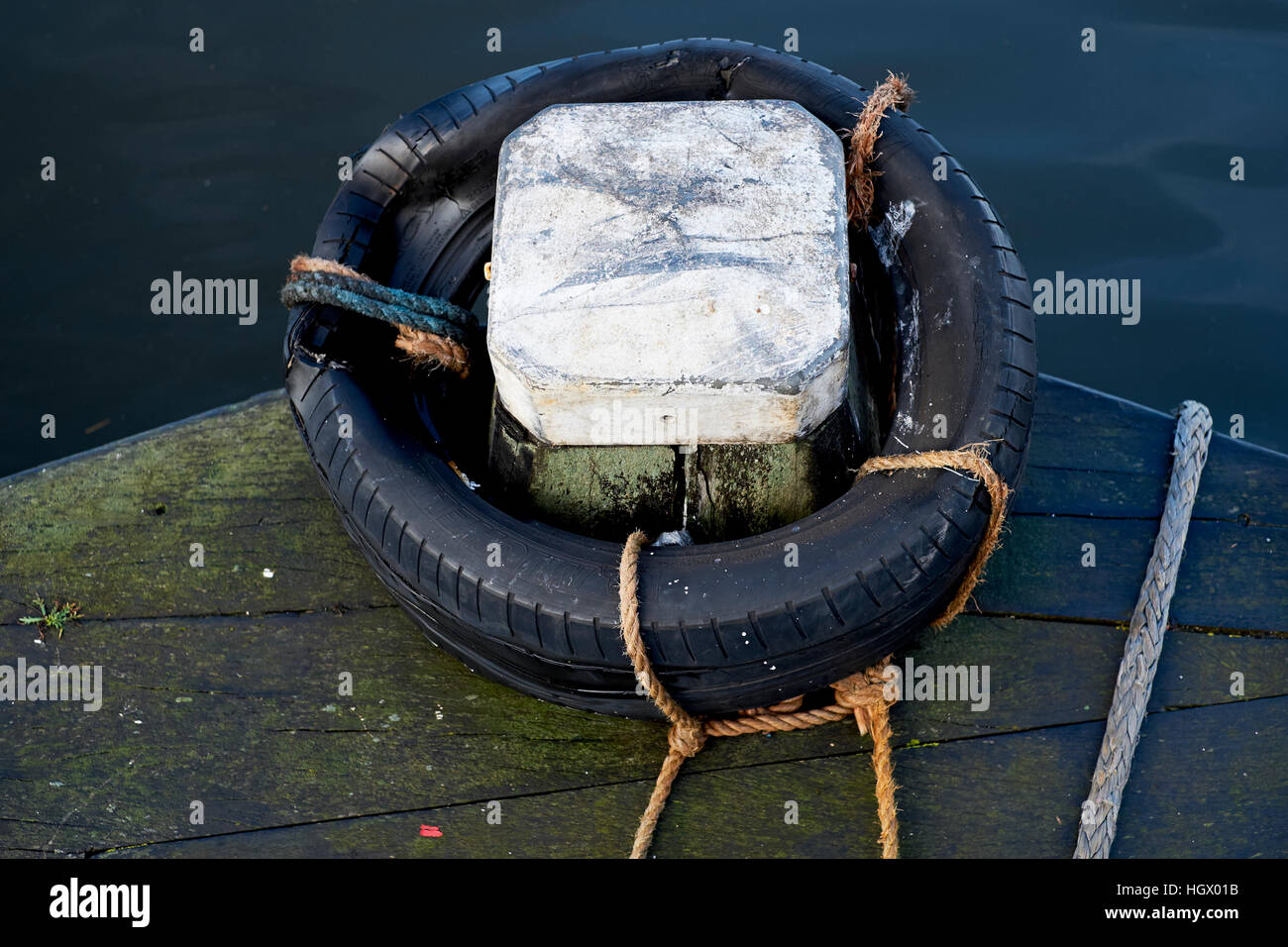 Tyres which are used as rubber stopper for ships Stock Photo - Alamy