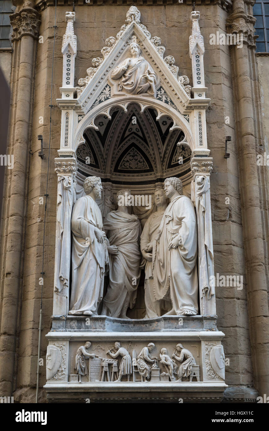 Florence. Italy. Sculpture of the 'Four Crowned Masters', by Nanni di ...