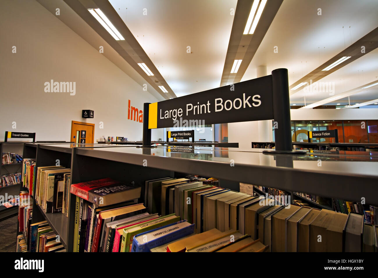 Large print section in a public library Stock Photo - Alamy