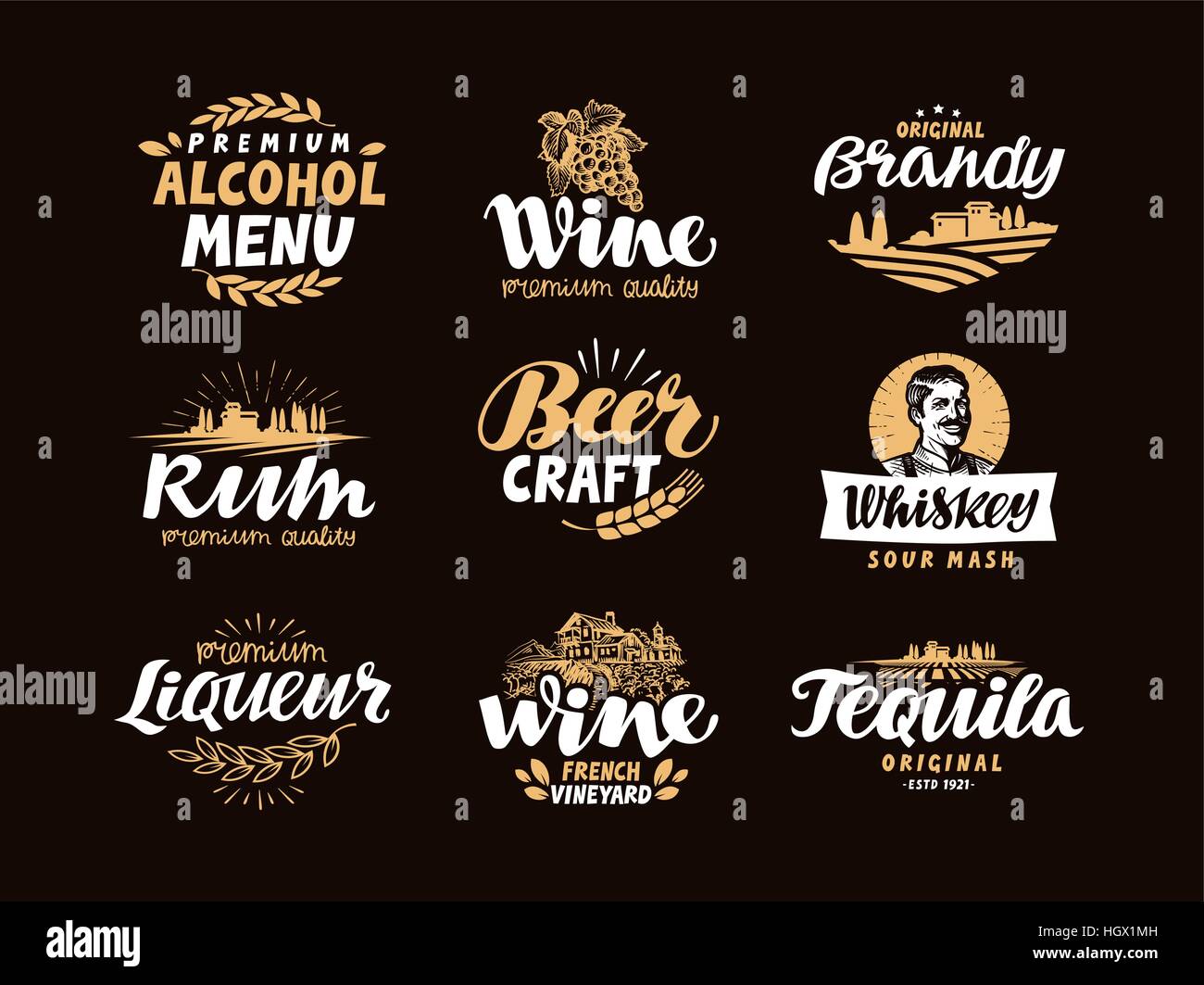 Alcohol labels Stock Vector Images - Alamy