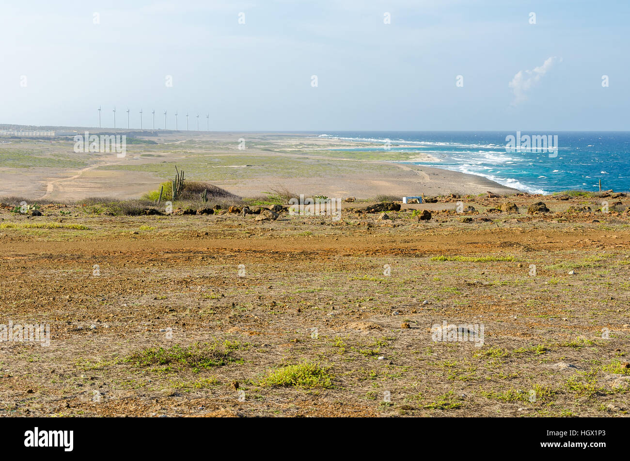 Aruba, Caribbean - September 26, 2012: Dry and arid desert landscape ...