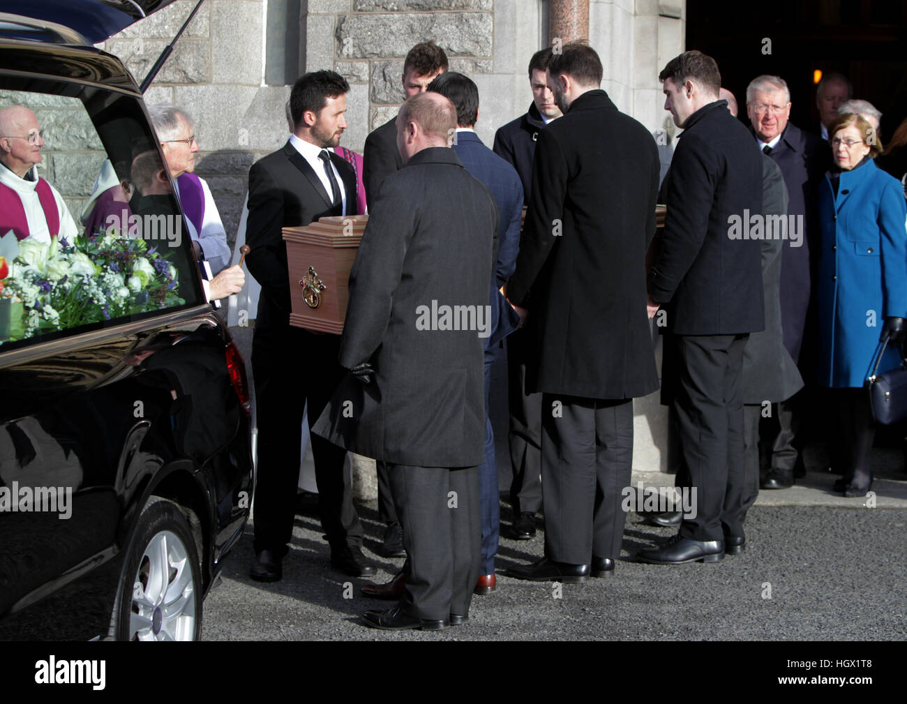 TK Whitaker's coffin is carried out following a funeral mass for the ...