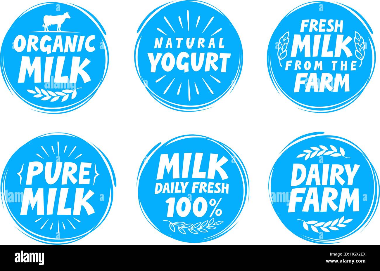 Milk set icon, label, element. Dairy food emblem, template, symbol ...