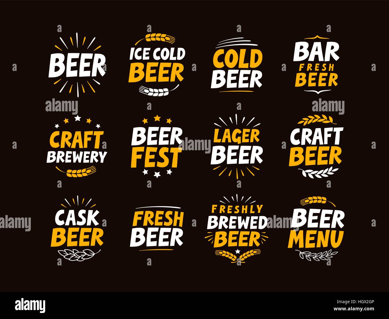 Brewery set logo, label, element. Craft beer emblem, template, symbol ...