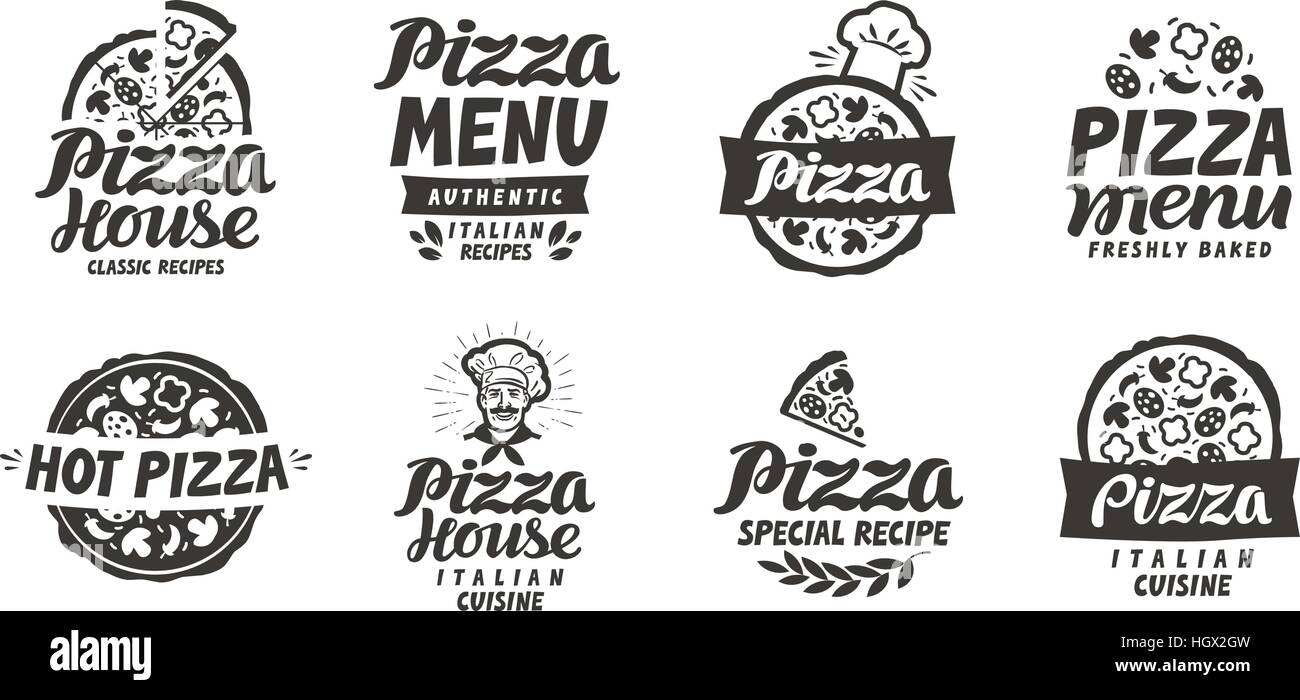 Pizza italian. Collection labels for menu design restaurant or pizzeria ...