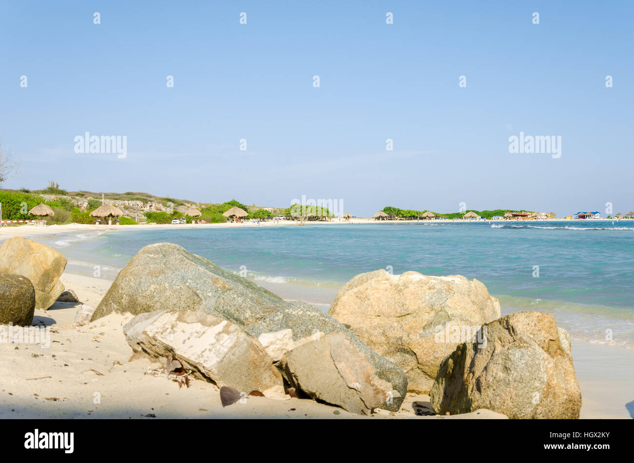 Aruba, Caribbean - September 26, 2012: Amazing view from Baby beach on ...