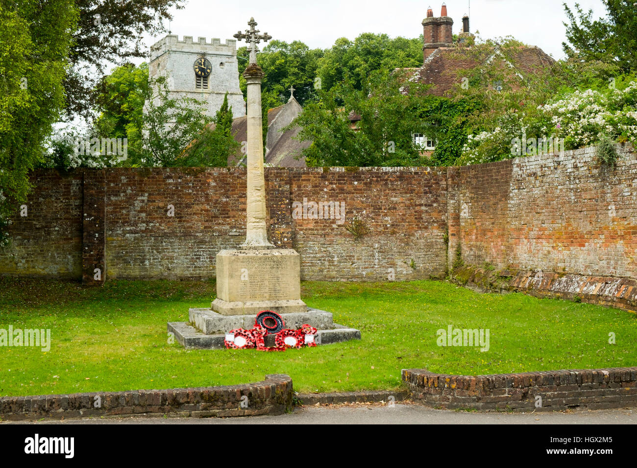 Summer sunshine on the war memorial of peaceful rural Cranbourne ...