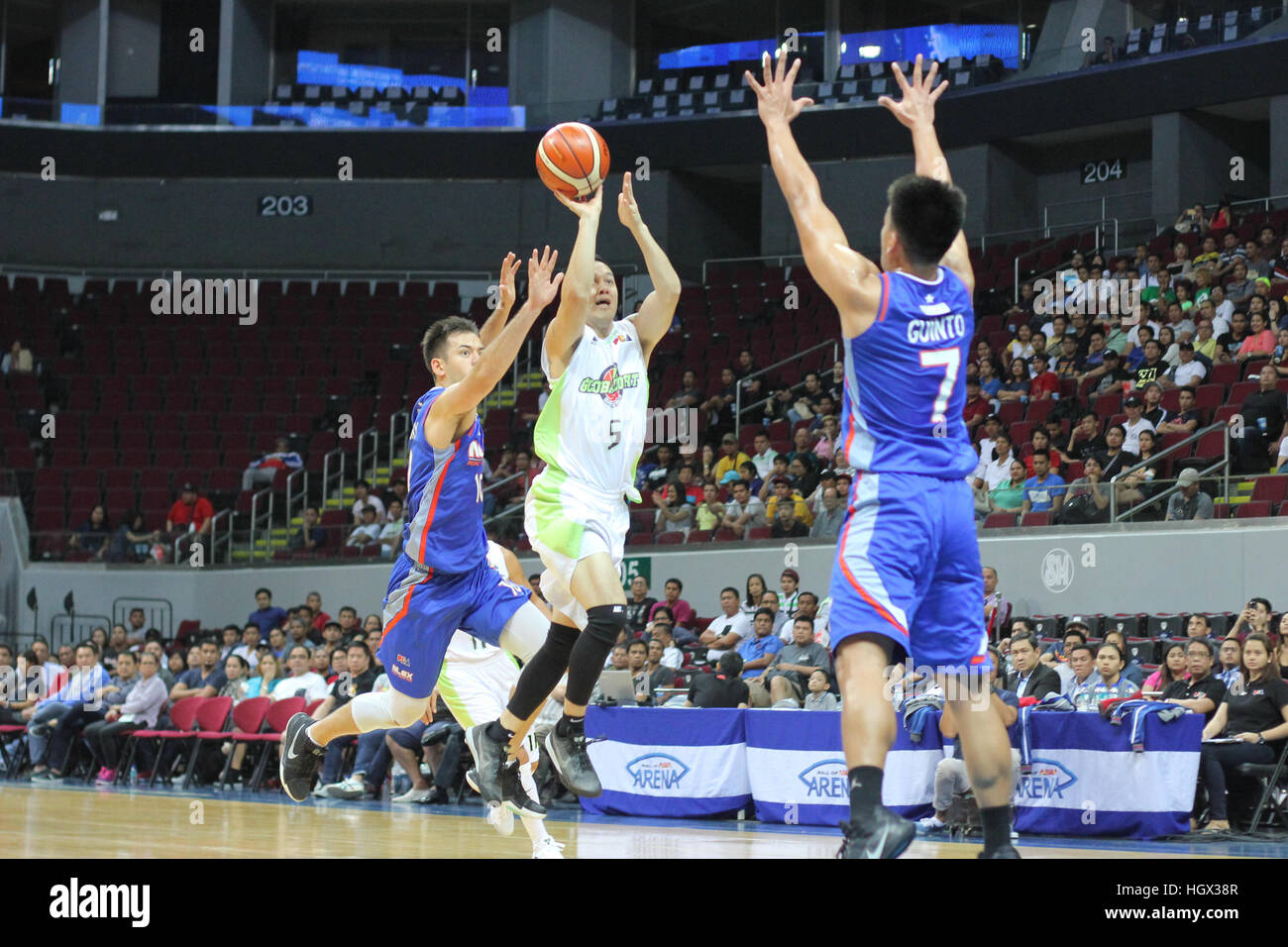 Pasay City, Philippines. 13th Jan, 2017. Jonas Villanueva of Globalport ...