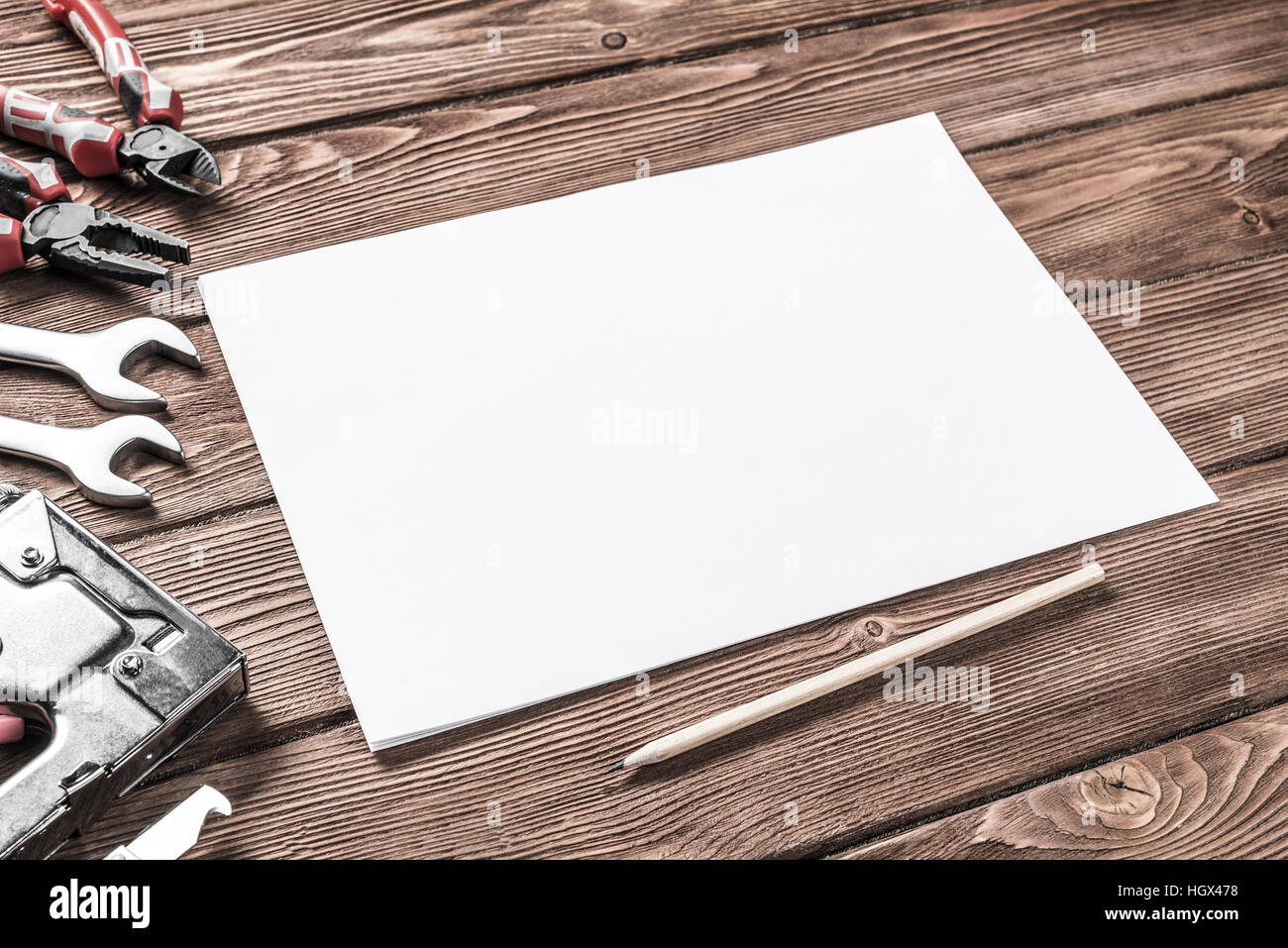 Instruments on wooden table Stock Photo - Alamy