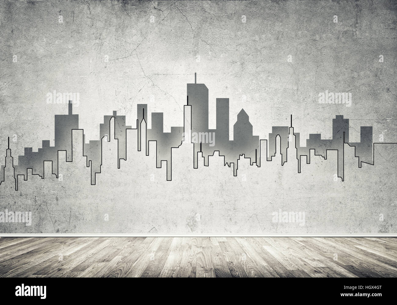 City design on wall Stock Photo - Alamy