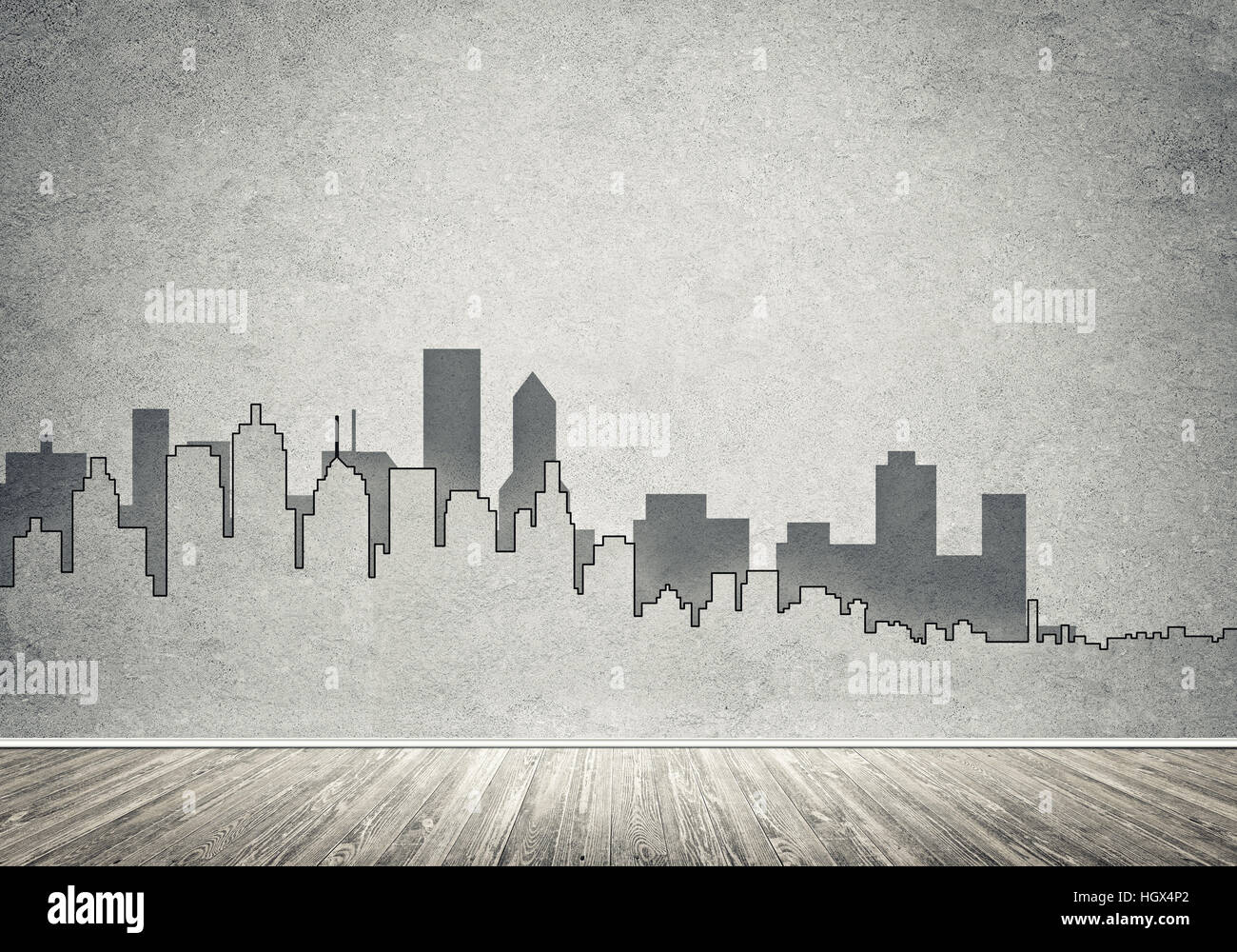 City design on wall Stock Photo - Alamy