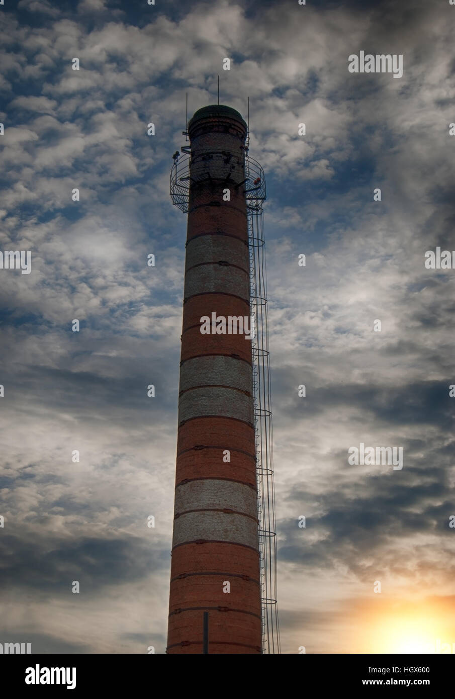 brick factory chimney. Tube for propulsion bricks in the furnace. Pipe ...
