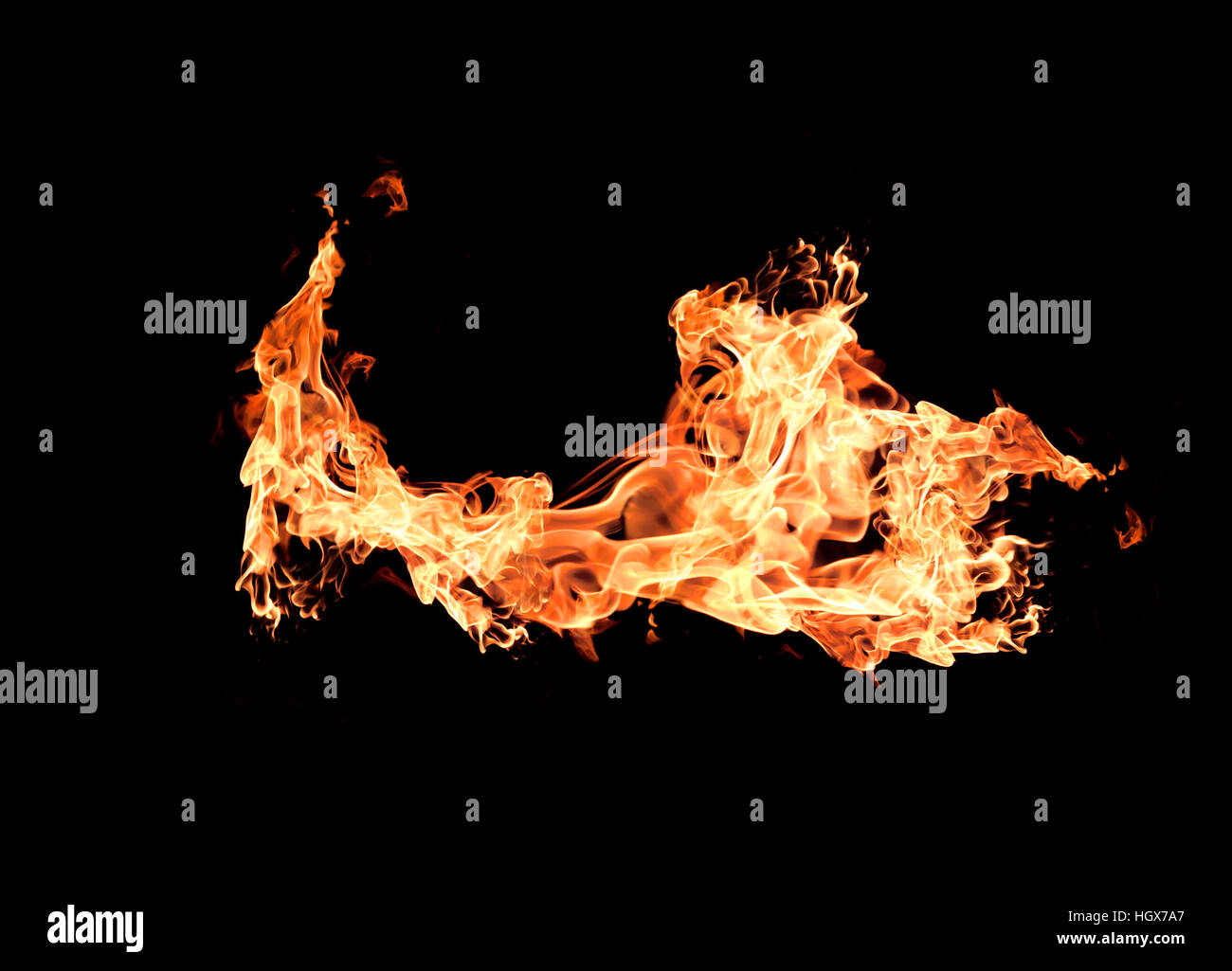Fire flames collection isolated on black background Stock Photo - Alamy