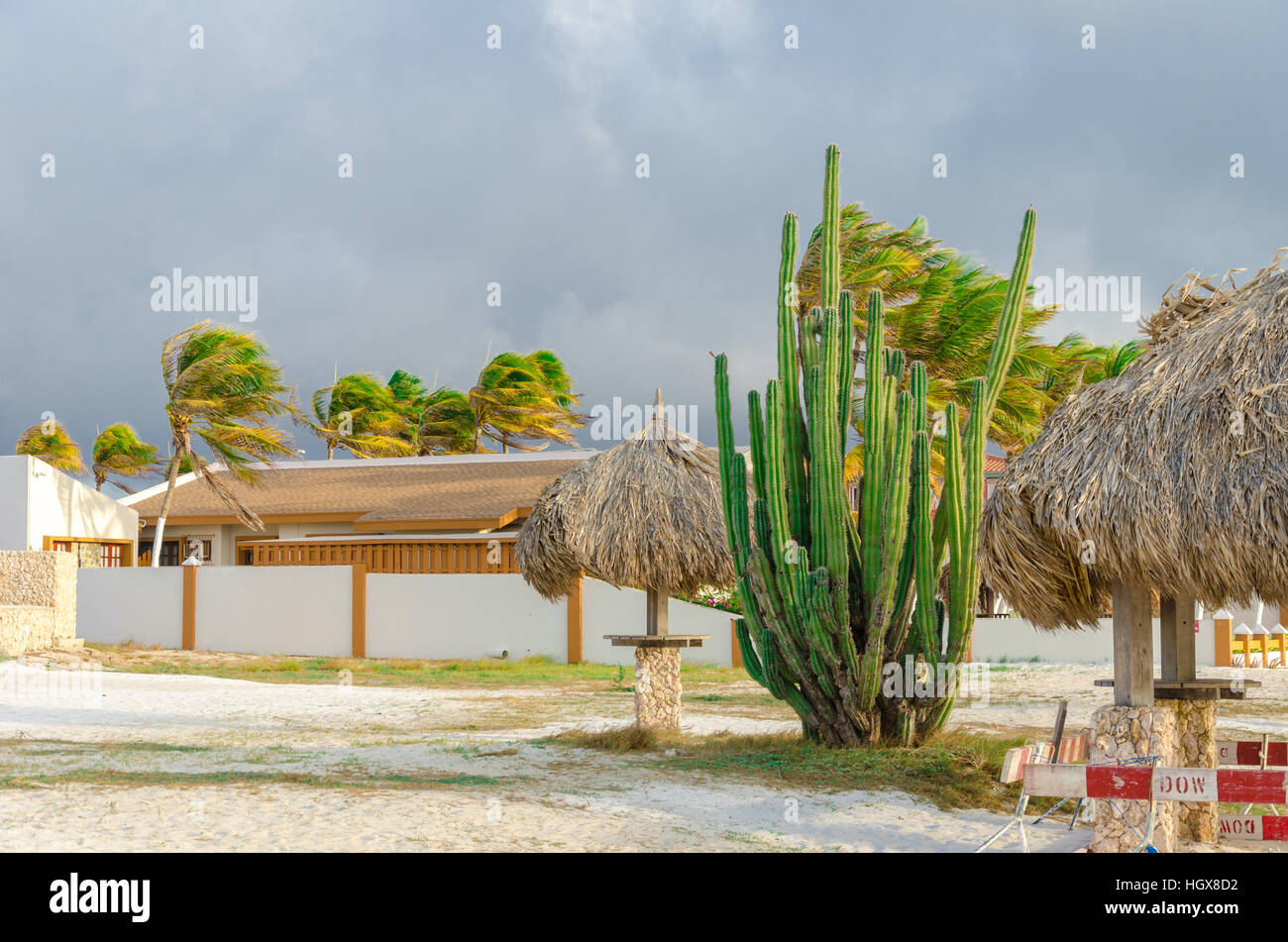 Aruba, Caribbean - September 25, 2012: Scenic view across the parking ...