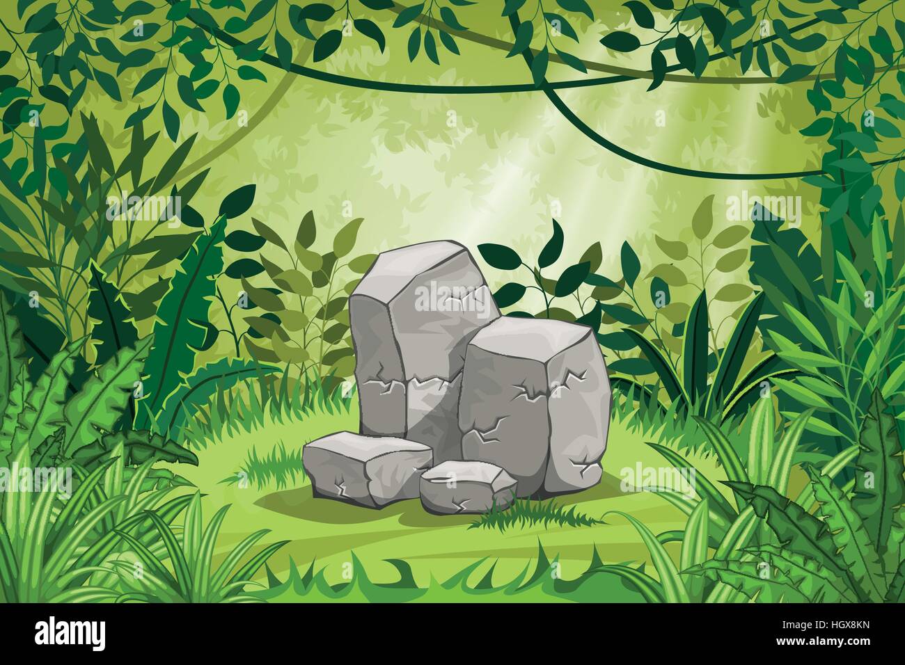Illustration jungle landscape with stones Stock Vector Image & Art - Alamy