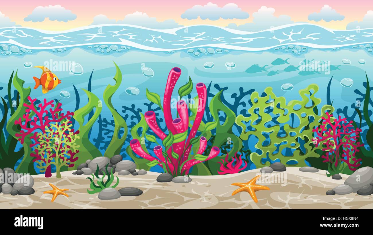 Seamless underwater landscape with separate layers Stock Vector Image ...