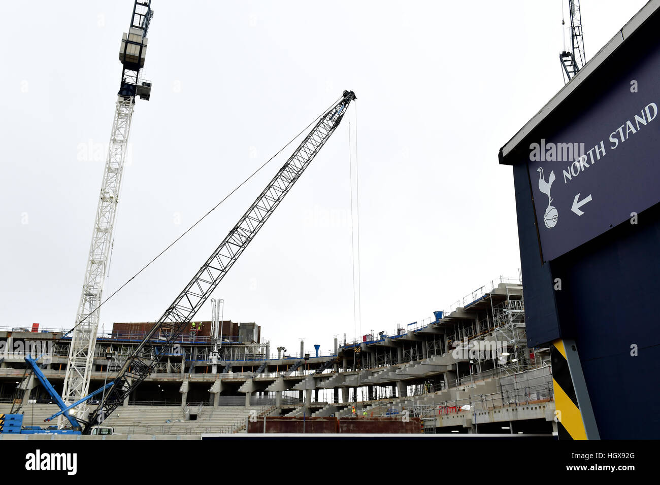 A general view construction works on the new stadium before the Premier ...