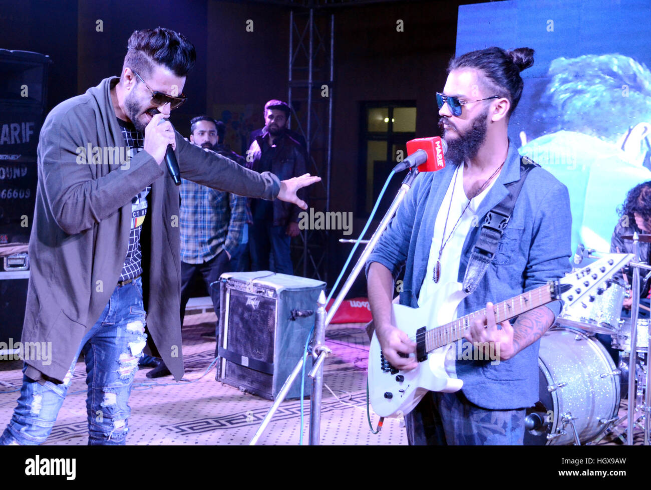 Hyderabad, Pakistan. 13th Jan, 2017. International musical band Roxen ...