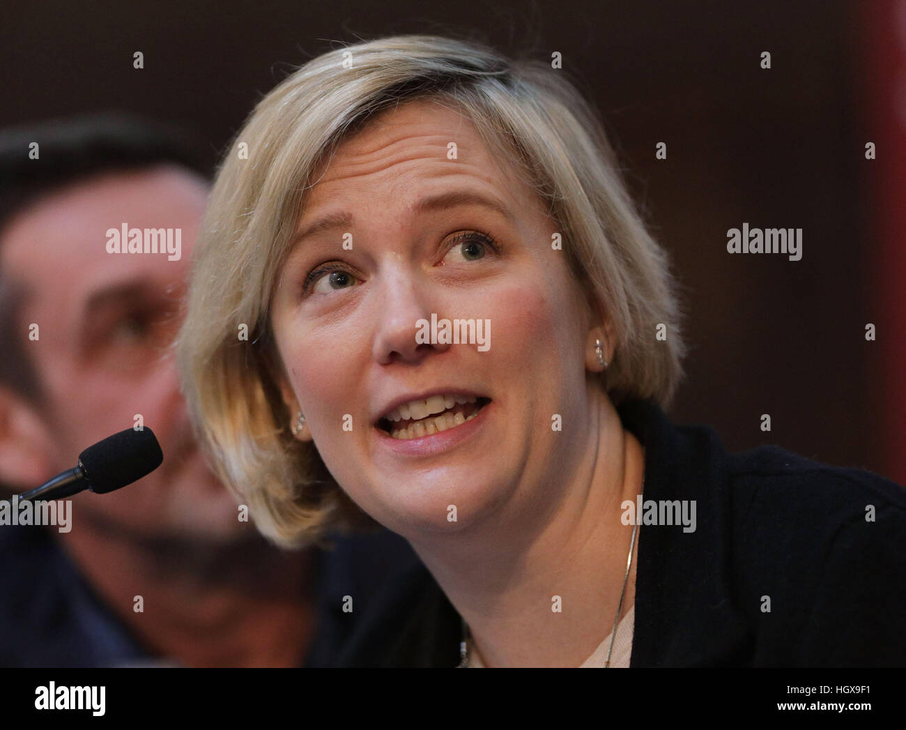 Stella Creasy MP takes part in a debate at the Fabian Society new year ...