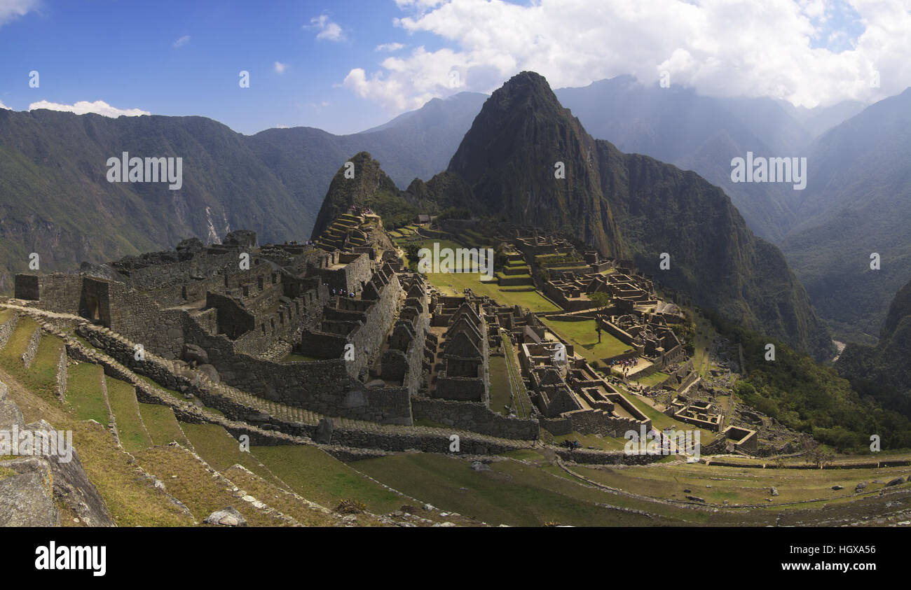 Machu Picchu Panorama postcard Stock Photo - Alamy
