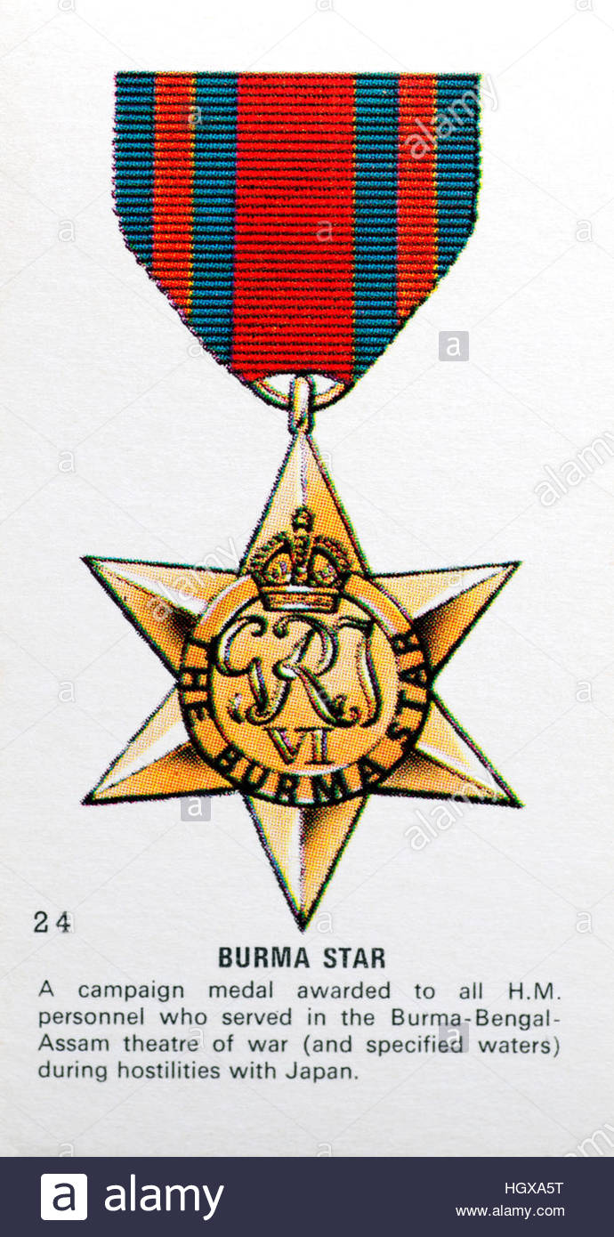 Burma Star, British Medal awarded to all service men in WW2 who saw ...