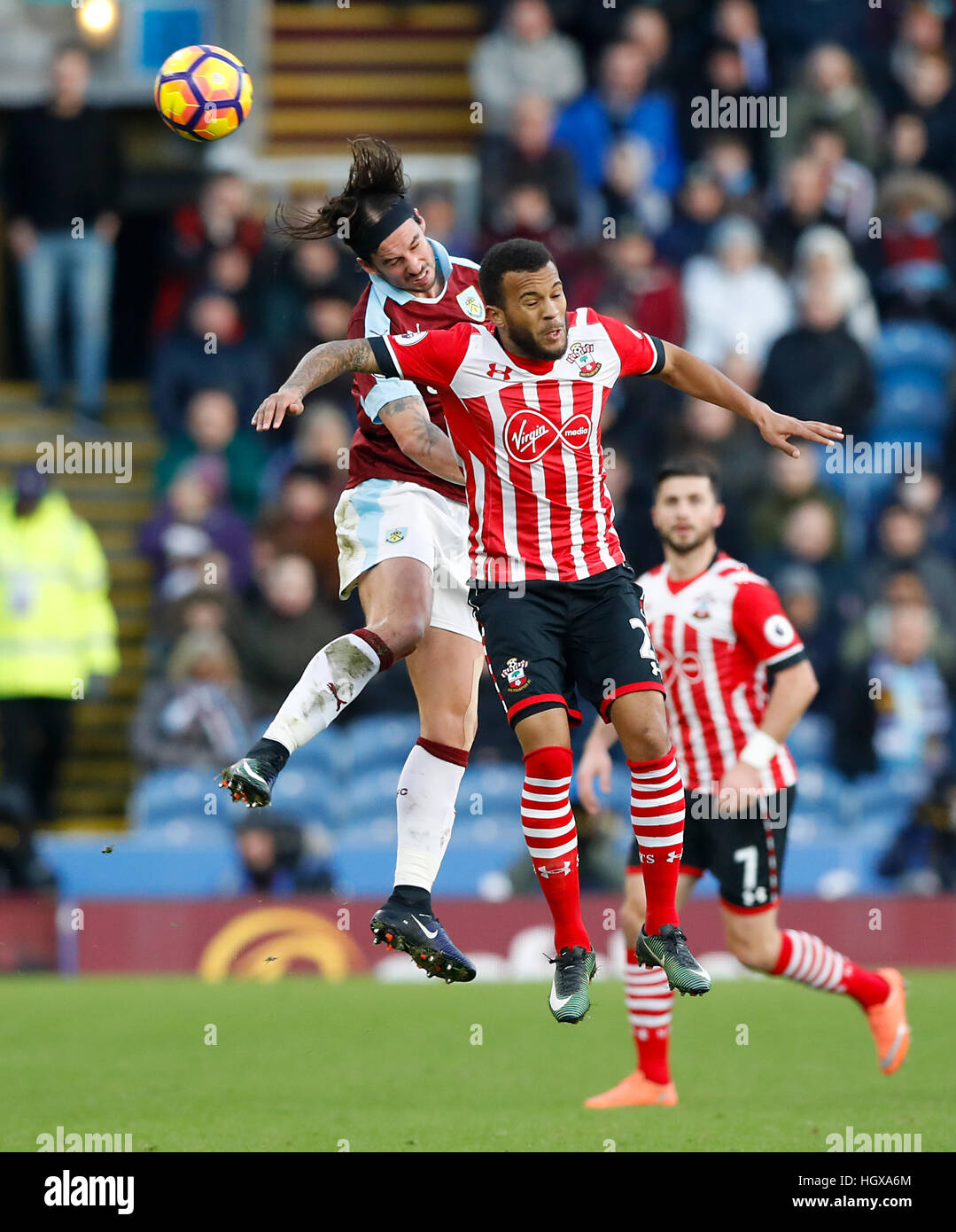 Burnley's George Boyd (left) and Southampton's Ryan Bertrand battle for ...