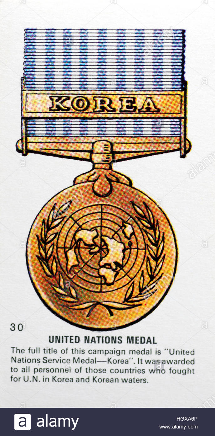 United Nations Service Medal, awarded to all personnel who fought in ...