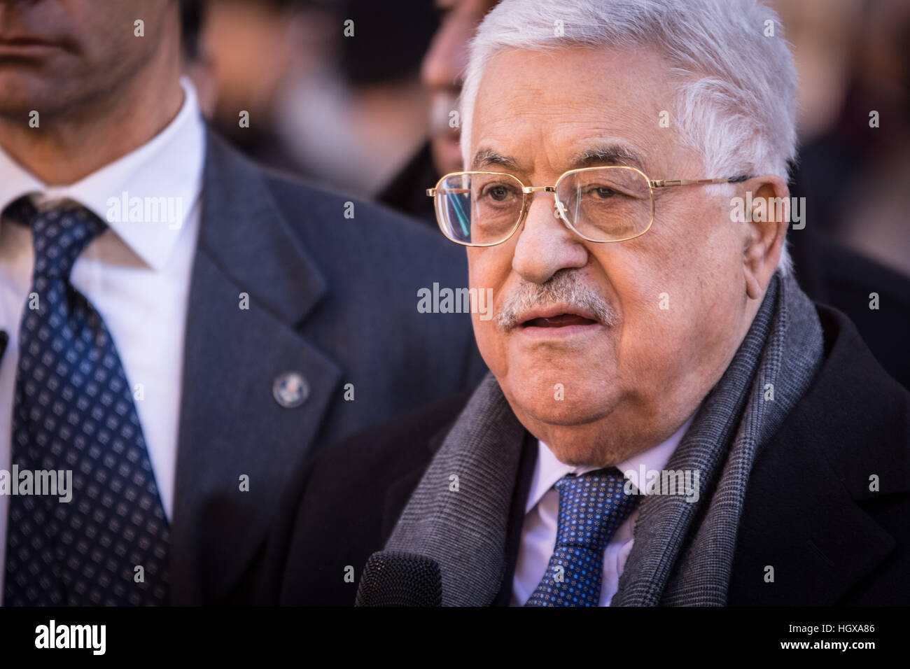 Rome, Italy. 14th Jan, 2017. The Palestinian President Mahomud Abbas ...