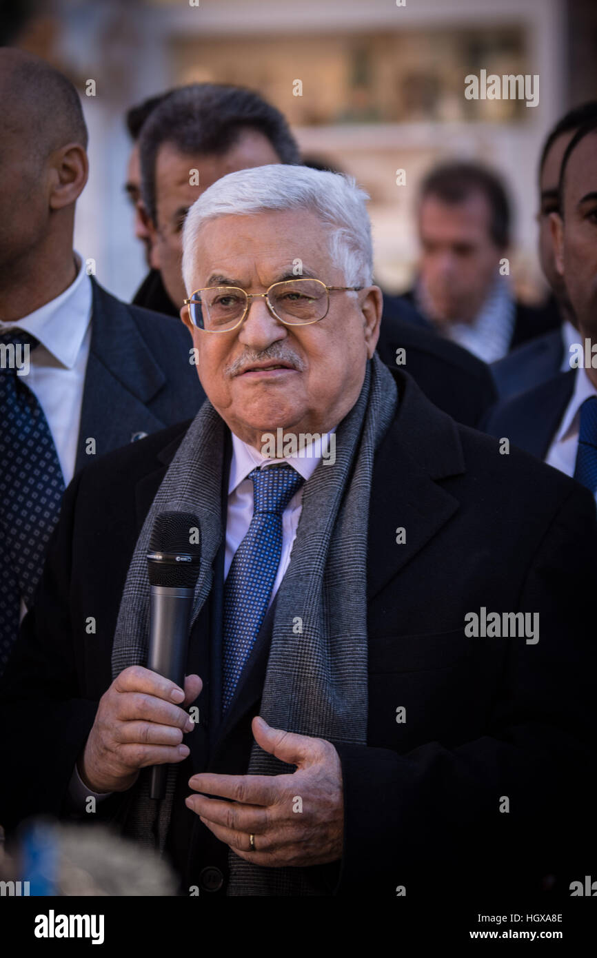 Rome, Italy. 14th Jan, 2017. The Palestinian President Mahomud Abbas ...