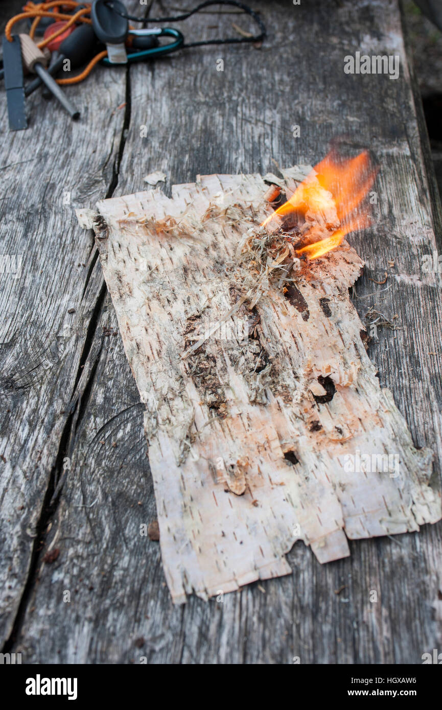 Survival fire making hi-res stock photography and images - Alamy