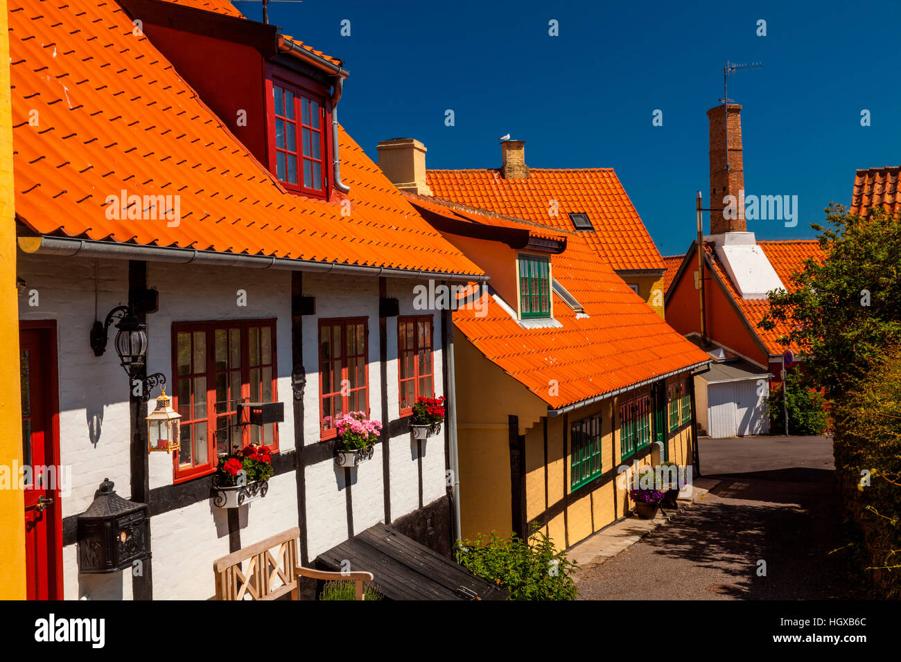 Old Town, Gudhjem, Bornholm Island, Denmark Stock Photo - Alamy