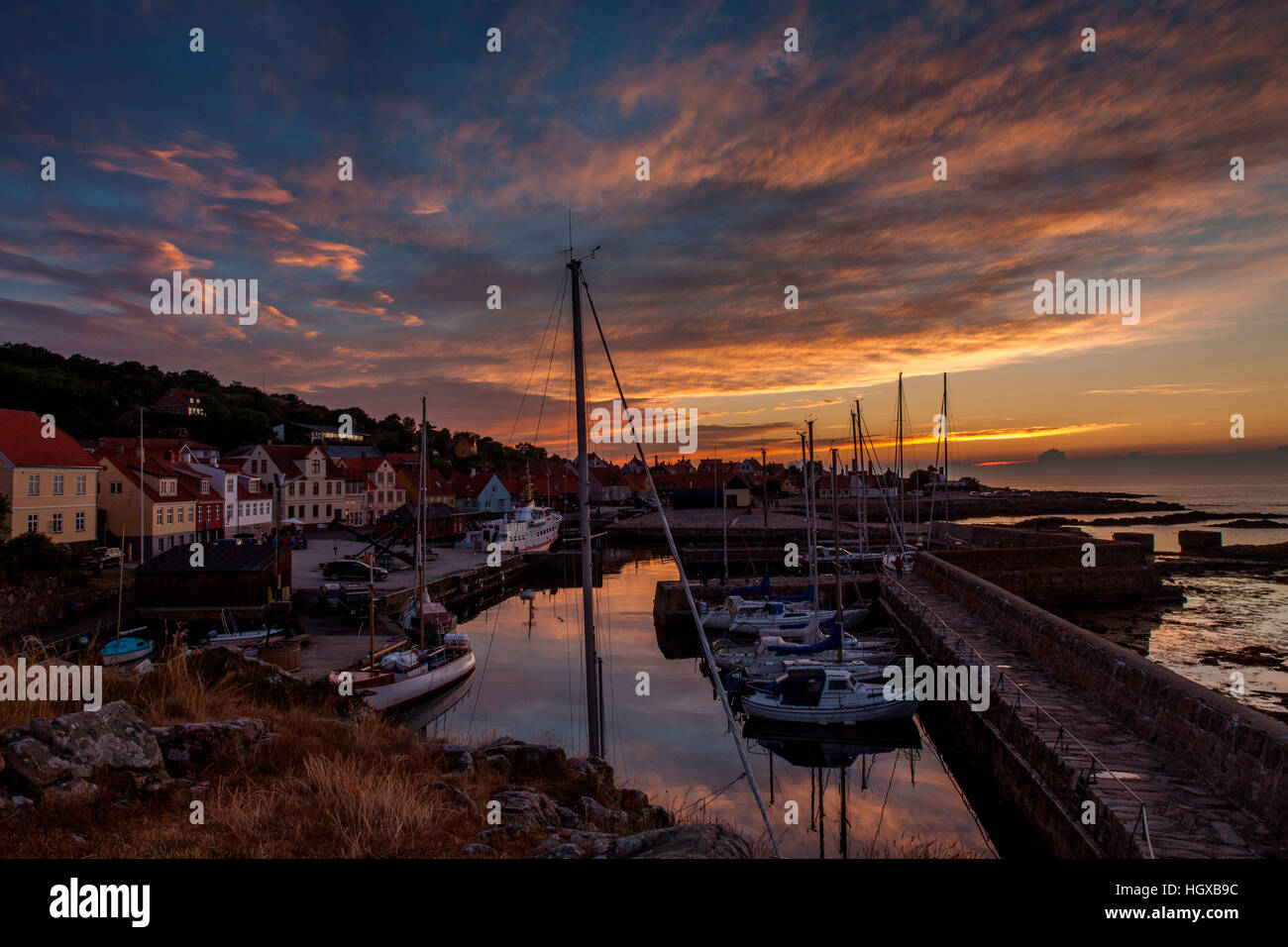Harbour, Gudhjem, Bornholm Island, Denmark Stock Photo - Alamy