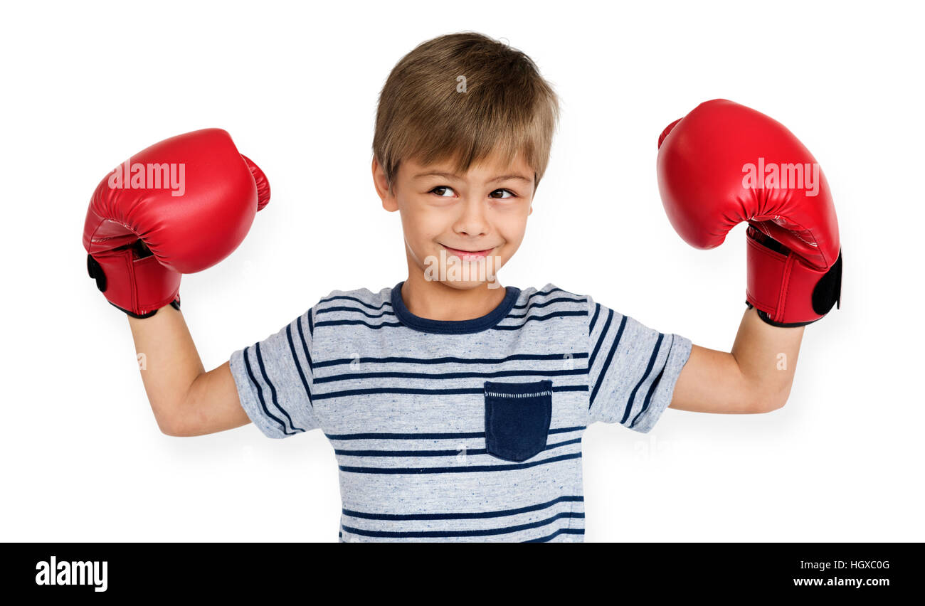 Little Boy Kid Adorable Cute Boxing Portrait Concept Stock Photo - Alamy
