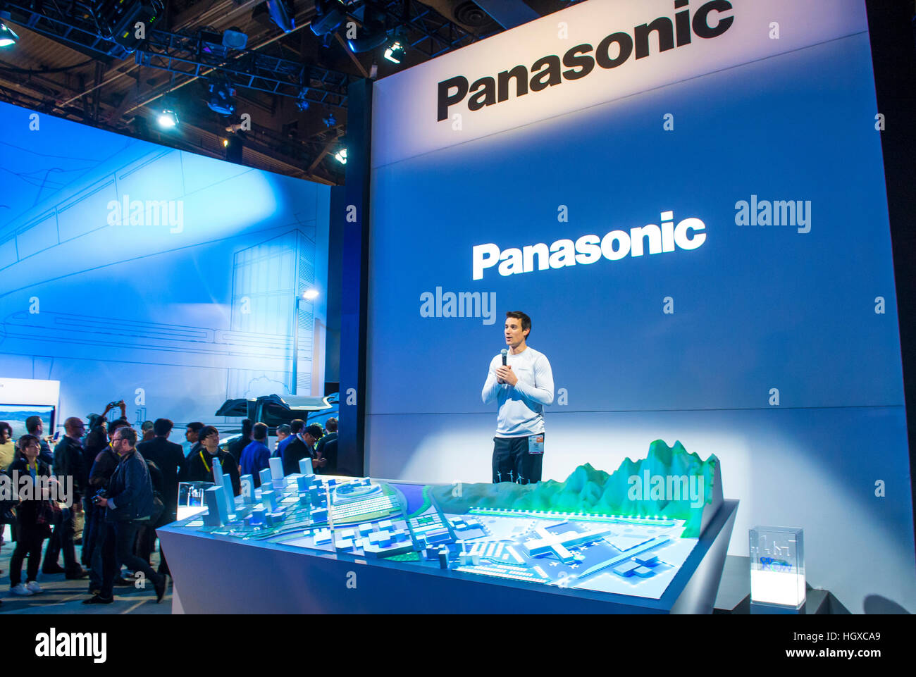 LAS VEGAS - JAN 08 : The Panasonic booth at the CES show in Las Vegas ...