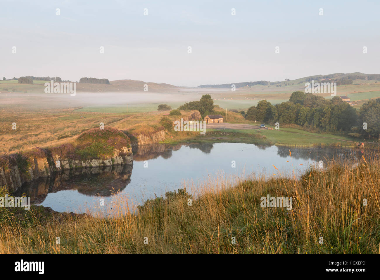 Hadrian's Wall, Cawfield Quarry pool Stock Photo - Alamy
