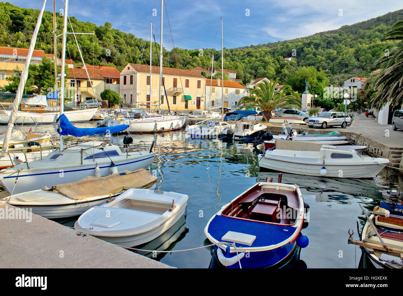 Mali Iz adriatic safe harbor, Dalmatia, Croatia Stock Photo - Alamy