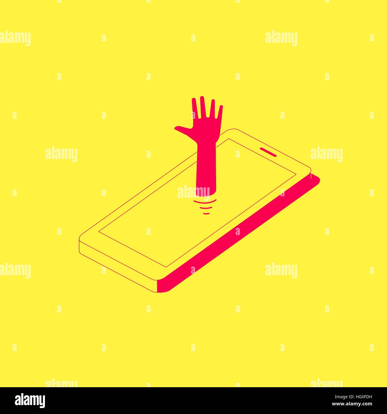 Human hand sticking out the phone. Smartphone addiction concept ...