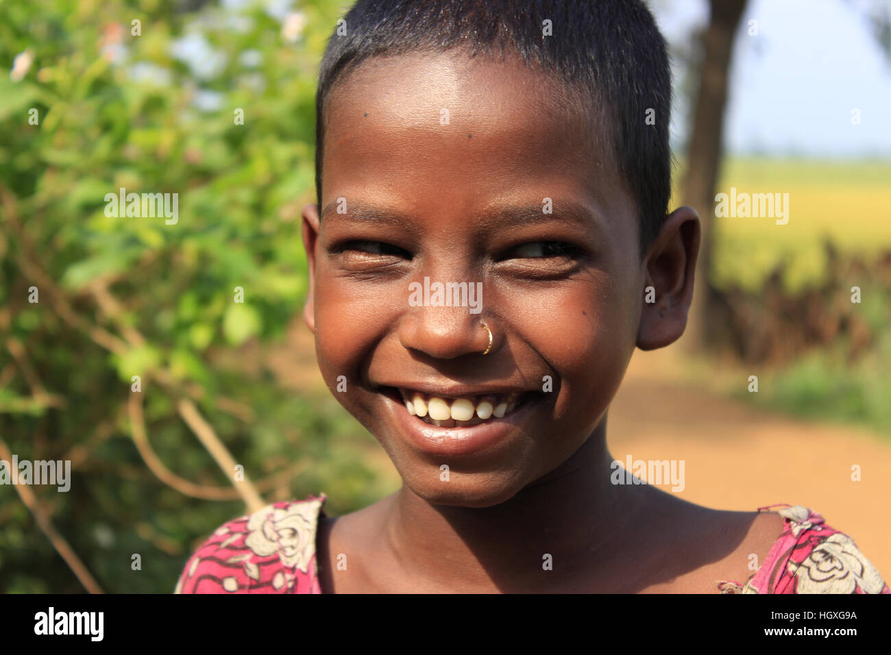 Portrait of a poor little innocent girl. Wow moment. Homeless kid Stock ...