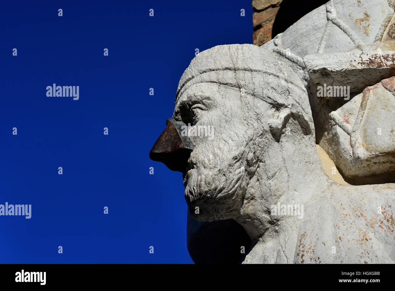 Moorish merchant Sior Rioba medieval statue in Venice, with iron nose ...