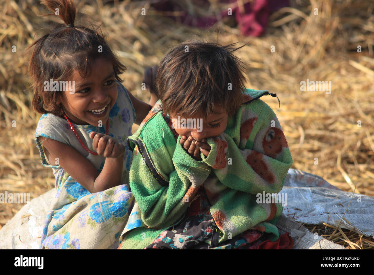 Homeless kids. Poor little vagabond children in India Stock Photo - Alamy