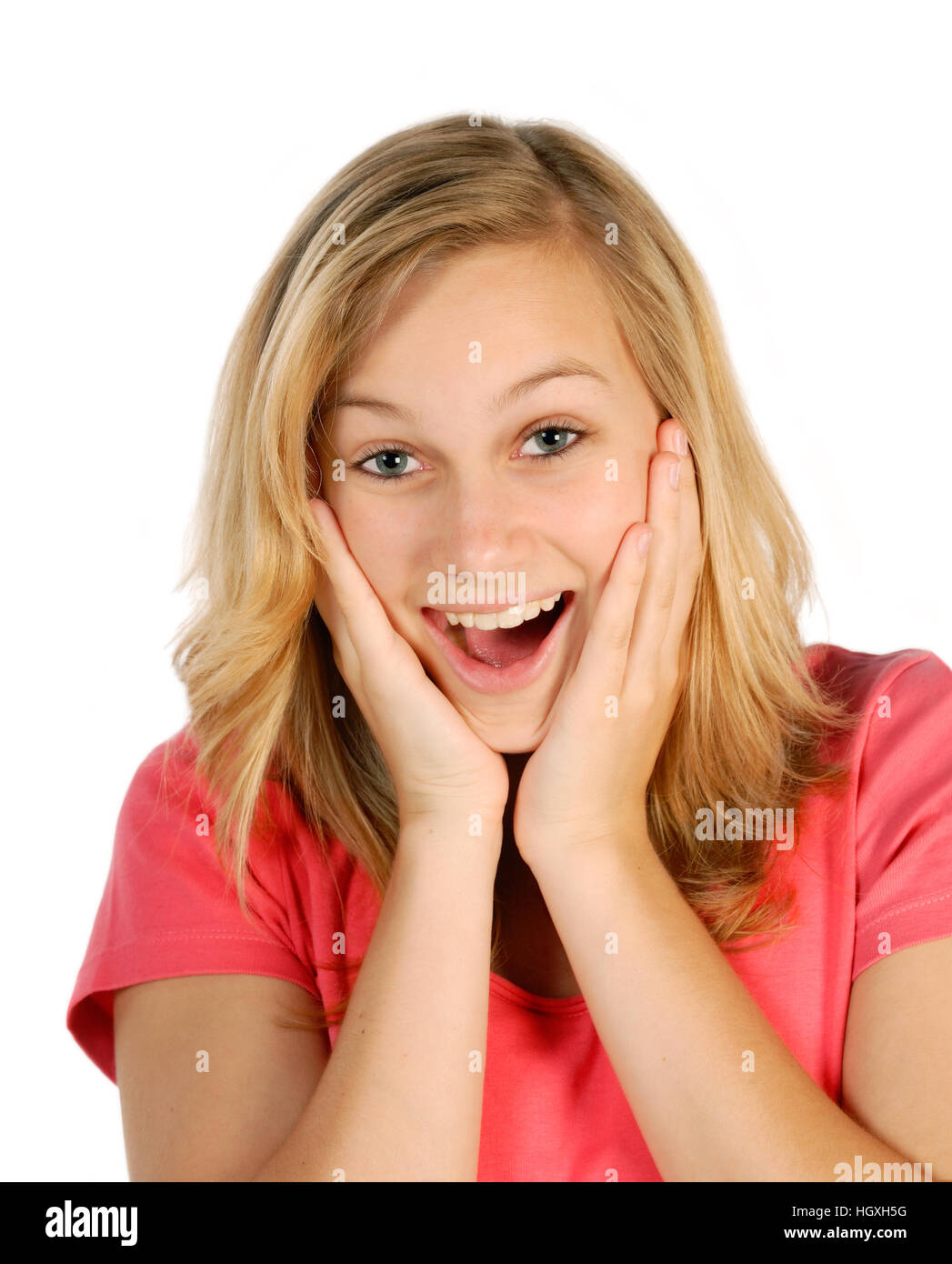 Young blonde woman laughing hi-res stock photography and images - Alamy