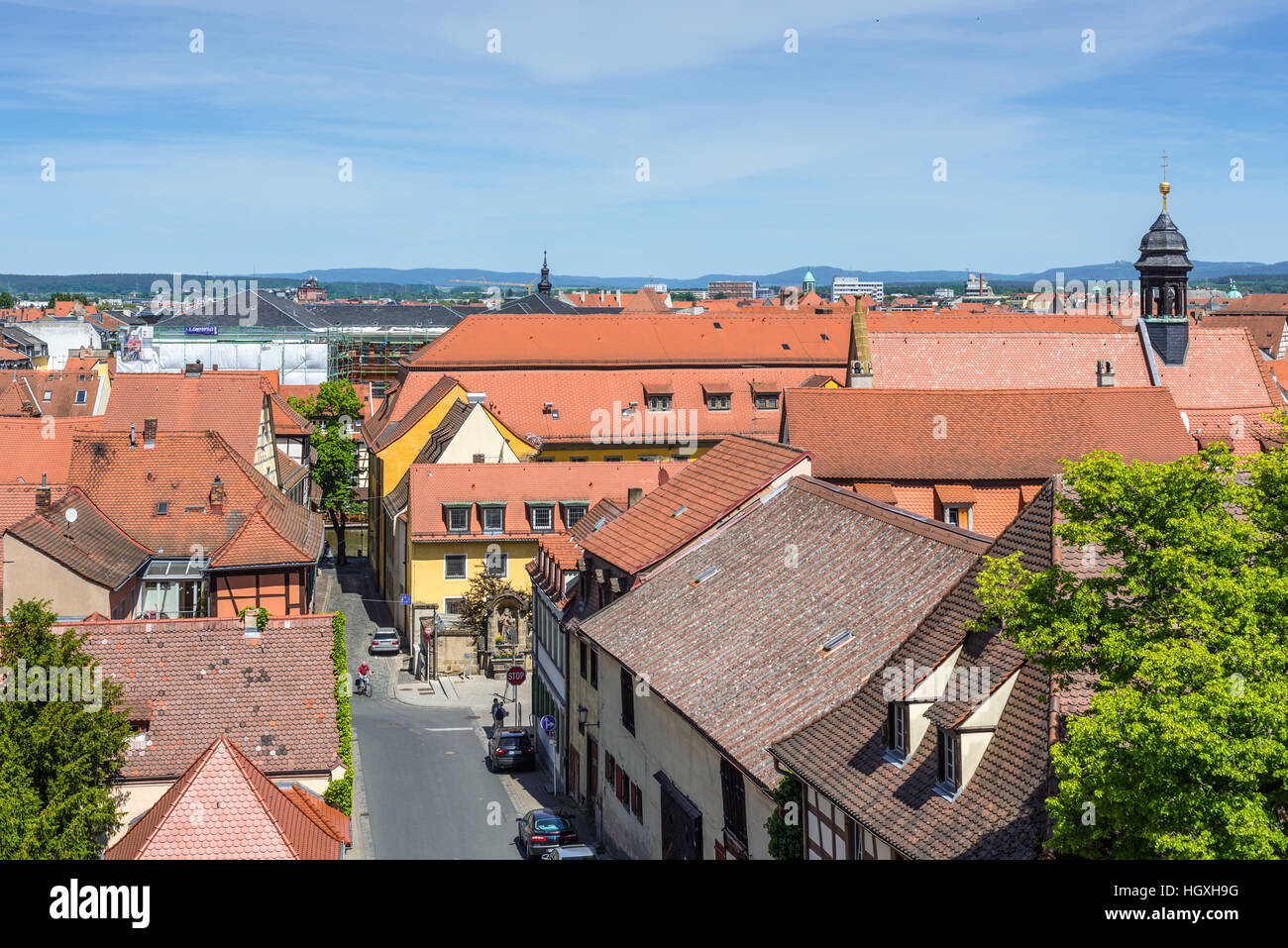 Aerial view of the old city architecture and streets of Bamberg Town in ...