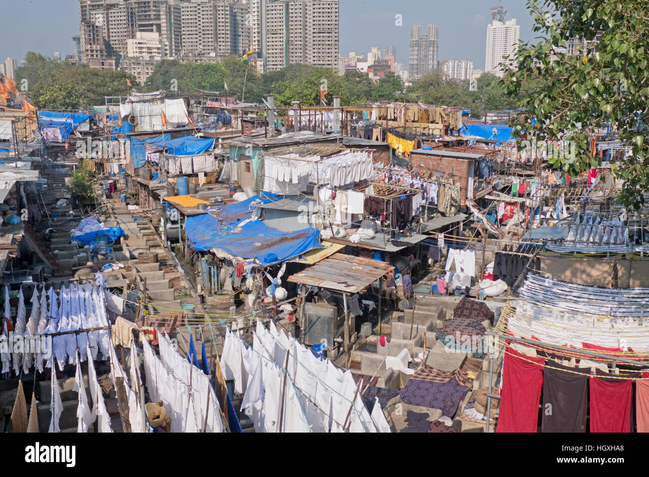 Dhobi Ghat, the open air laundry in southern Mumbai, India, which is ...