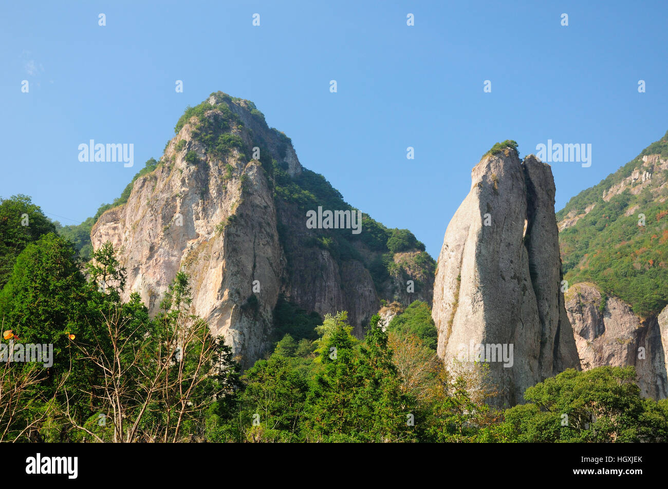 Scissors Peak shaped rocks rising up from the ground at the Dalong ...