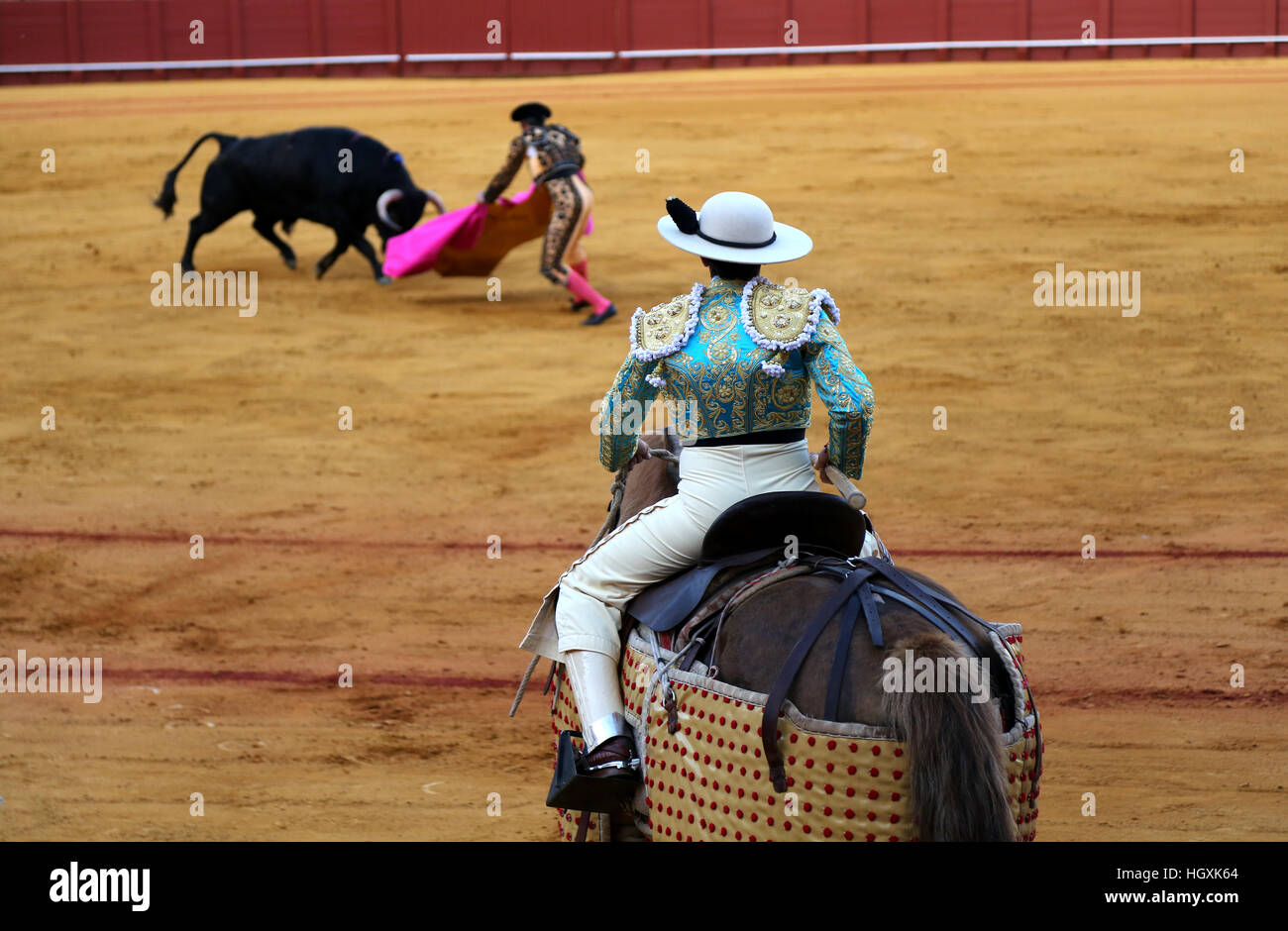 Bullfighting in Spanish Arena Stock Photo - Alamy