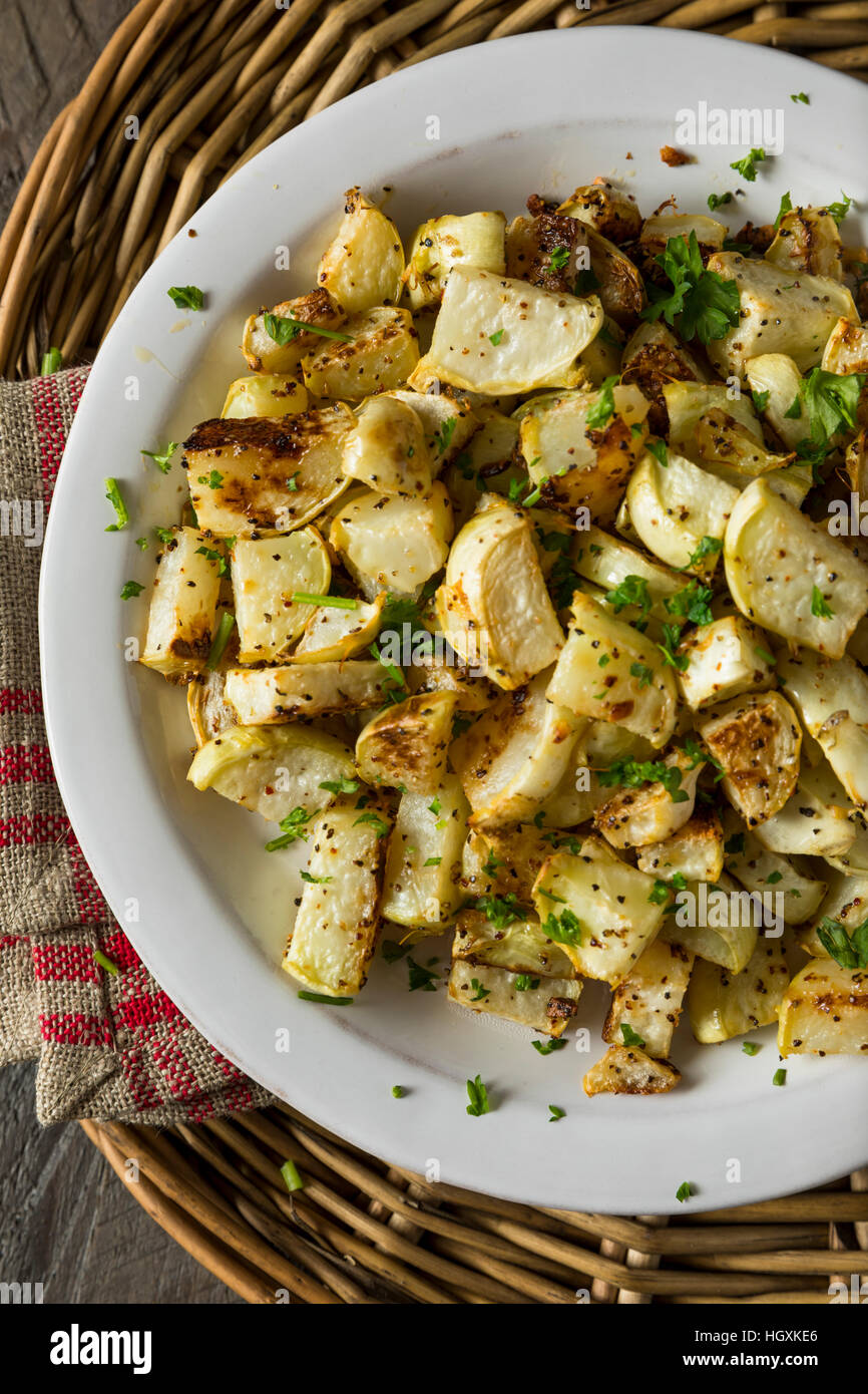Healthy Homemade Roasted Kohlrabi with Herbs and Spices Stock Photo - Alamy