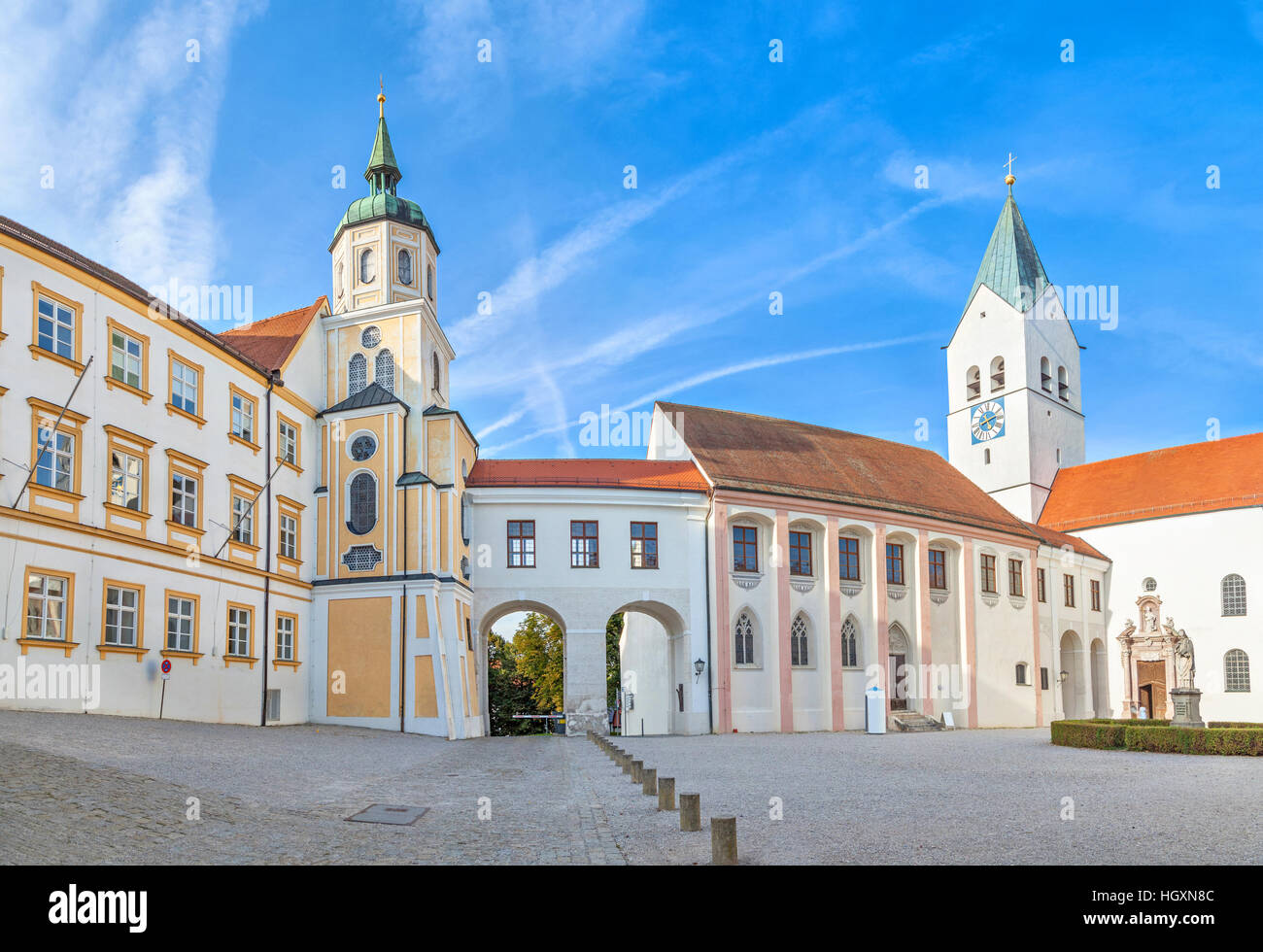 Buildings on the square in front of Freising Cathedral, Freising ...